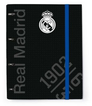 Carpeta de 4 Anillas Real Madrid, con ranurado y goma, Carton forrado ...