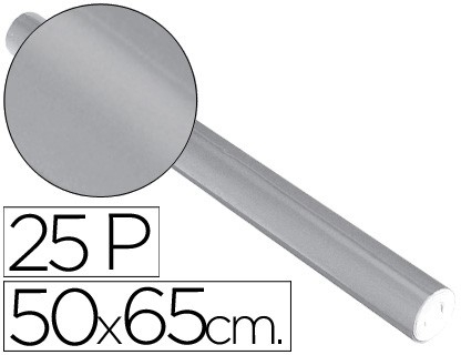 Papel metalizado Plata, rollo 25 pliegos de 50x65 cm gramaje 65g/m2