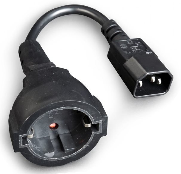 Cable de alimentacion Shucko hembra a IEC C14 macho, de 15cm